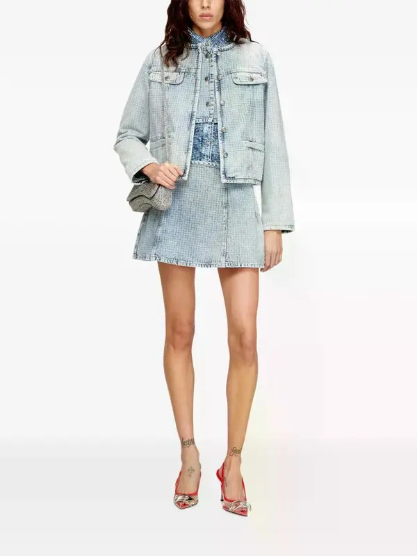 DIESEL® Houndstooth Pattern Embellished A-line Mini Skirt