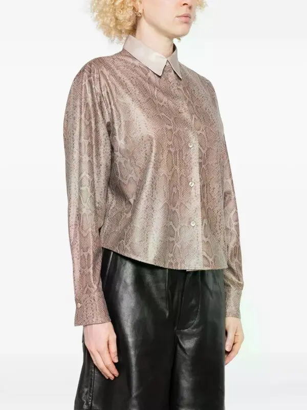 FORTE_FORTE Snakeskin-print Long-sleeve Shirt