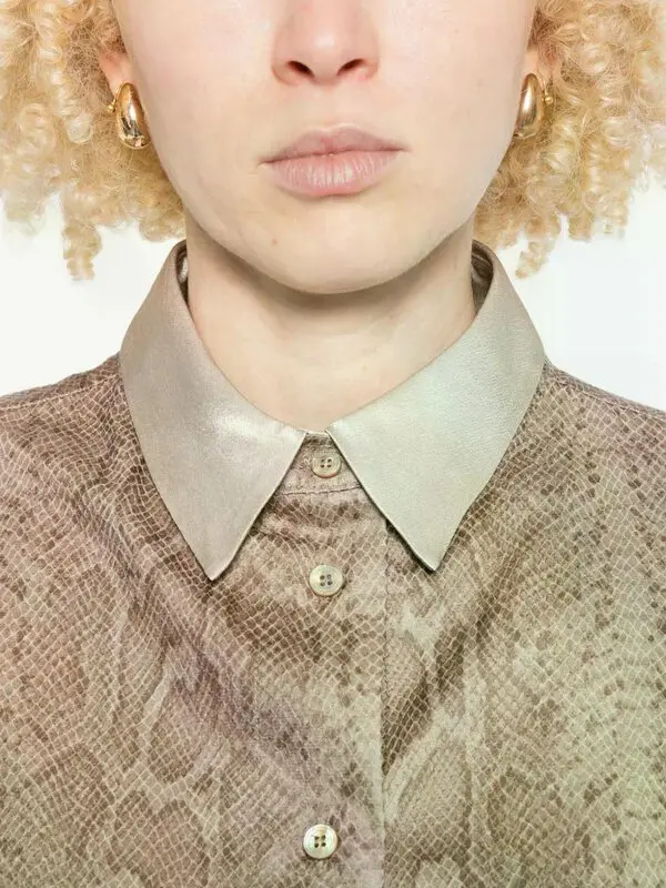 FORTE_FORTE Snakeskin-print Long-sleeve Shirt