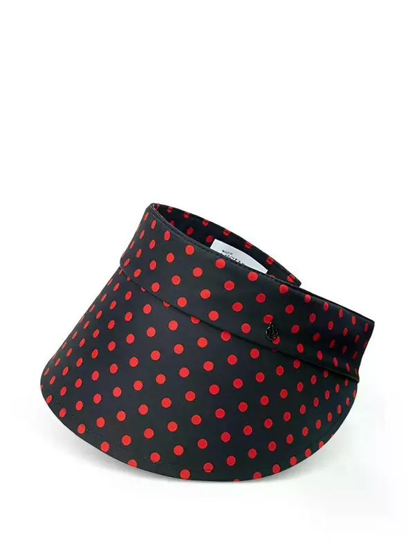 MAISON MICHEL Polka-dot Visor Hat - Black