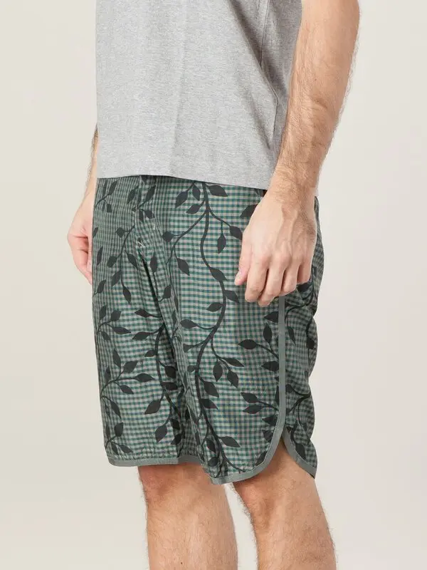 08sircus Gingham And Floral Print Silk Blend Shorts