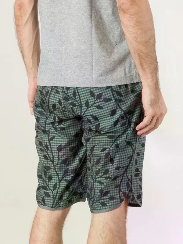 08sircus Gingham And Floral Print Silk Blend Shorts
