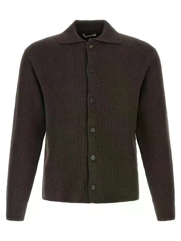 Auralee Ribbed Point-collar Cardigan