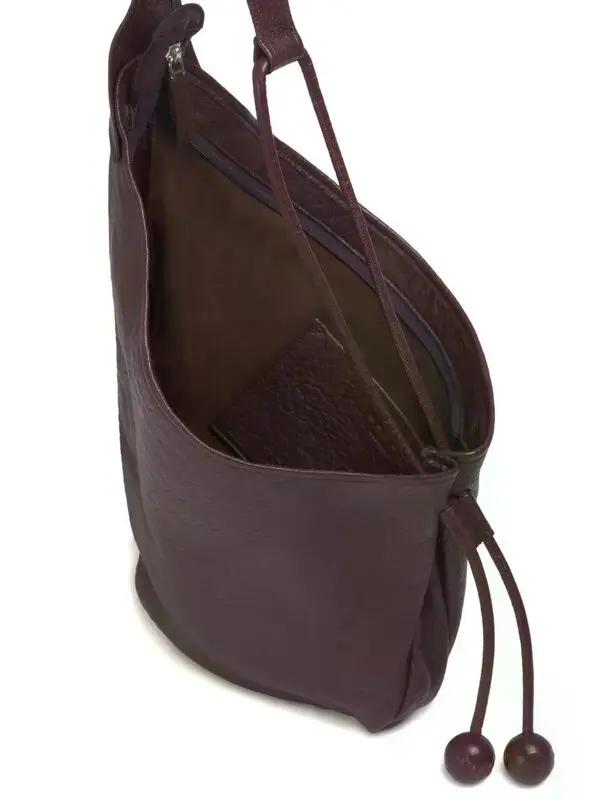 Marni Leather Shoulder Bag With Drawstring And Baubles