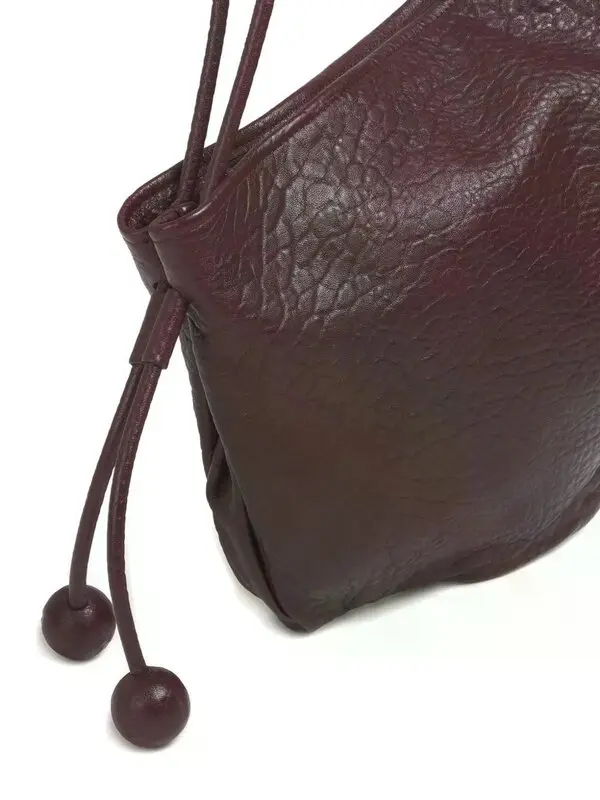 Marni Leather Shoulder Bag With Drawstring And Baubles