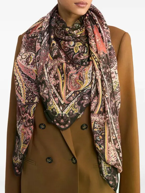Etro Paisley-print Scarf - Brown