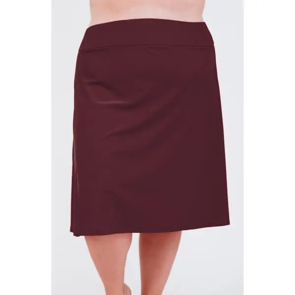 CALYPSA Long Swim Skort With Capri Leggings - Wine