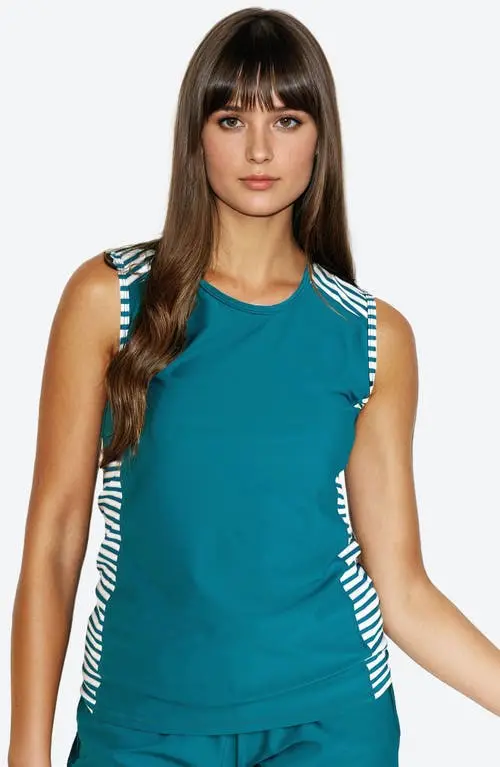 CALYPSA Loose Fit Maya Swim Top - Dark Jade/dark Jade Bay