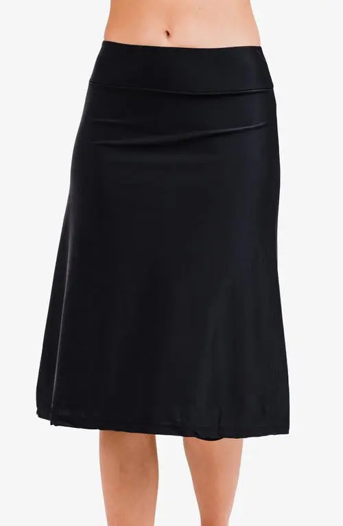 CALYPSA Long Swim Skort With Capri Leggings - Black