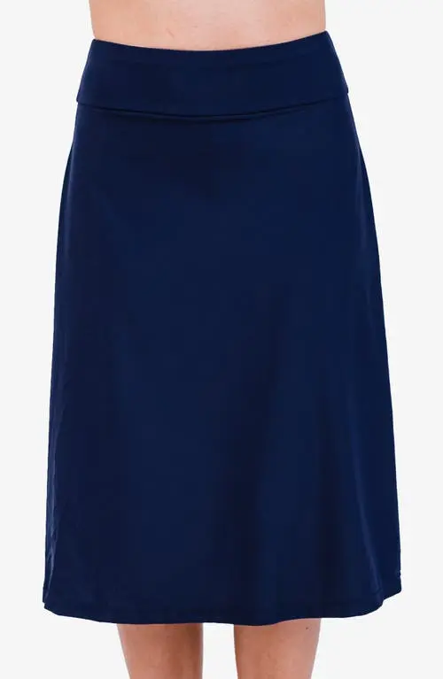 CALYPSA Long Swim Skort With Capri Leggings - Navy