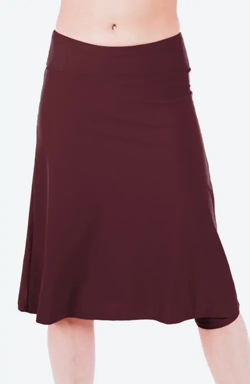 CALYPSA Long Swim Skort With Capri Leggings - Wine