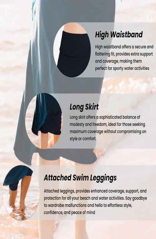 CALYPSA Long Swim Skort With Capri Leggings - Wine