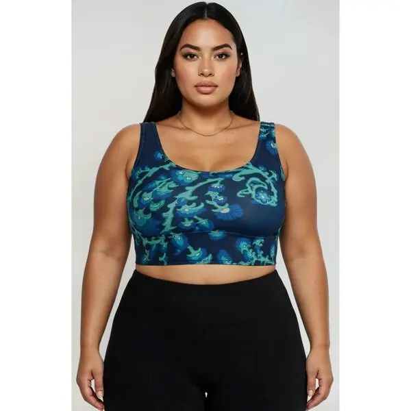 CALYPSA Longline Swim Bra - Barbados Blue