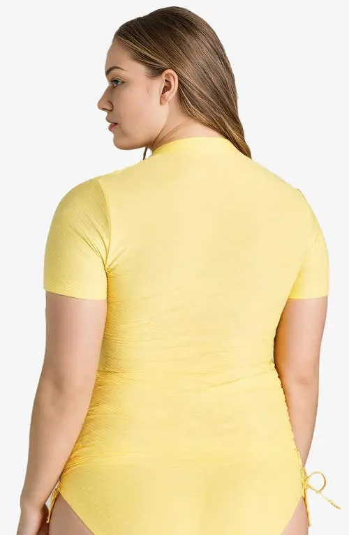 CALYPSA Half-zip Adele Swim Top - Buttercup (textured)