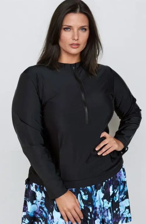 CALYPSA Half-zip Nora Swim Top - Black