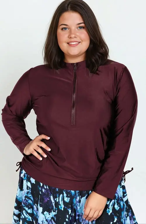 CALYPSA Half-zip Nora Swim Top - Wine