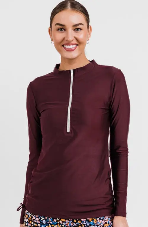 CALYPSA Half-zip Nora Swim Top - Wine