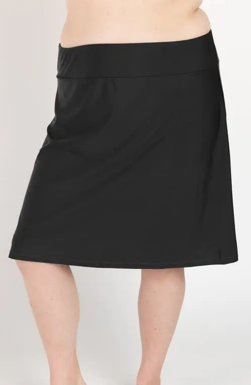 CALYPSA Knee-length Swim Skort With Bike Shorts - Black