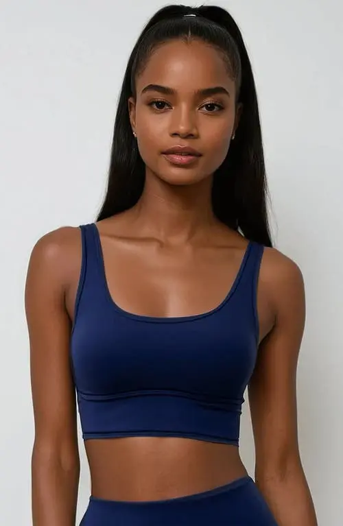 CALYPSA Longline Swim Bra - Navy