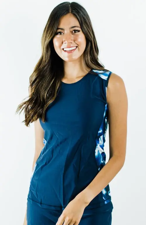 CALYPSA Loose Fit Maya Swim Top - Navy Wave/navy