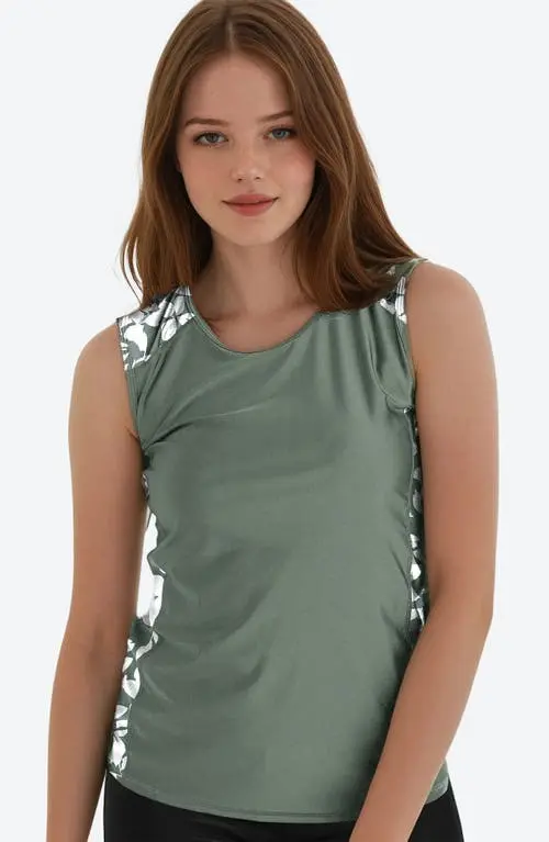 CALYPSA Loose Fit Maya Swim Top - Sage Green/sage Green Roses