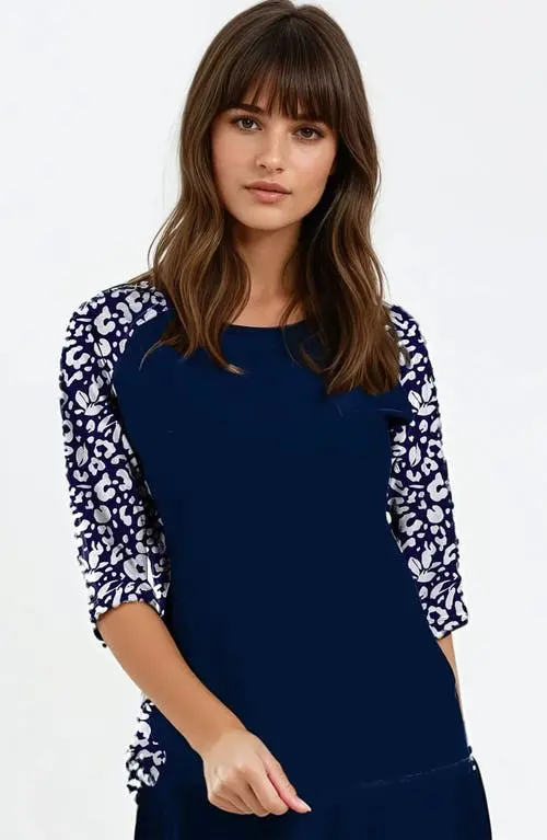 CALYPSA Loose Fit Margaux Swim Top - Wild Navy/navy