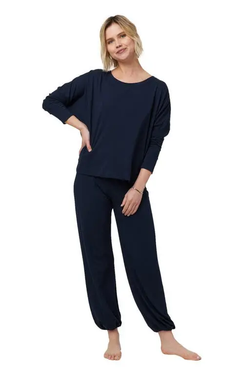 THE CAT'S PAJAMAS Pima Knit Pullover Set - Classic Midnight