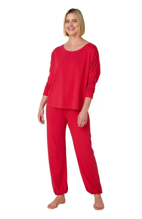 THE CAT'S PAJAMAS Pima Knit Pullover Set - Classic Red