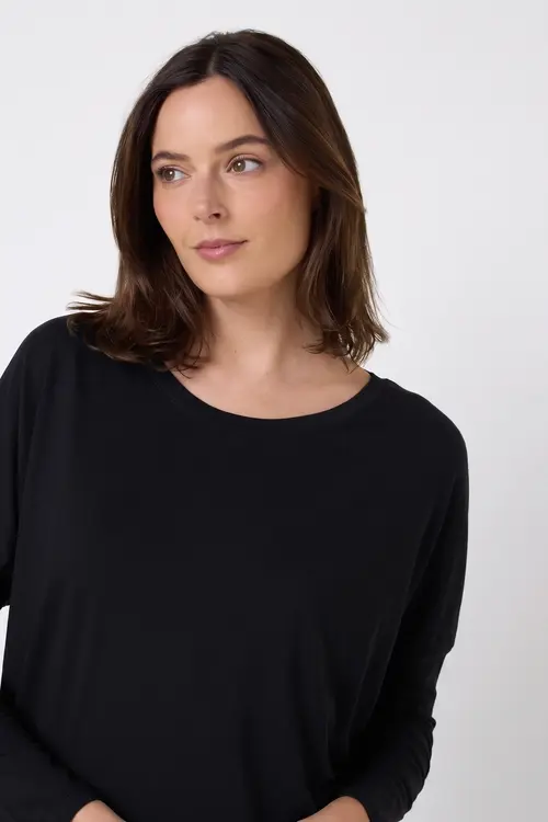 THE CAT'S PAJAMAS Classic Solid Pima Knit Pullover Pajama Set - Midnight