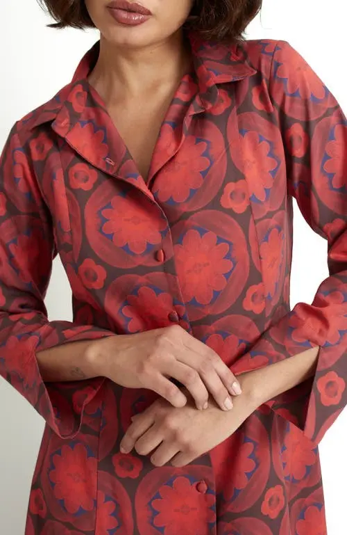 FLORENCIA DAVALOS Voyage Shirt Dress - Red Tile Flower