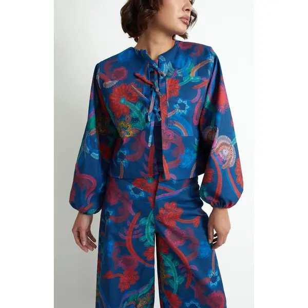 FLORENCIA DAVALOS Coco Jacket - Blue Embroidery Vine