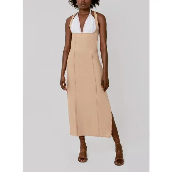HAVELI Kavya Cotton Midi Dress - Beige