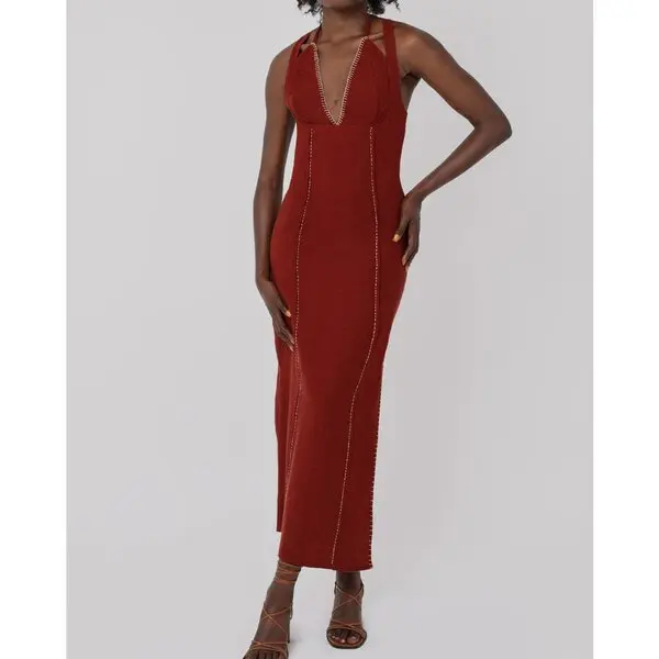 HAVELI Kavya Cotton Midi Dress - Rust