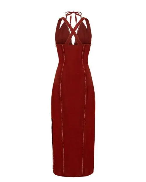 HAVELI Kavya Cotton Midi Dress - Rust