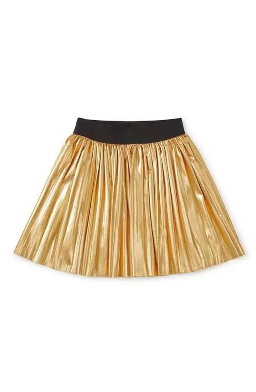 TEA COLLECTION Pleated Metallic Twirl Skirt - Metallic Gold