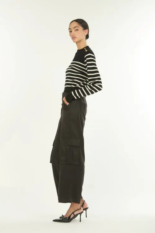 SECRET PON-PON Nell Knit - Black And Crème Stripe