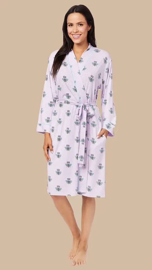 THE CAT'S PAJAMAS Pima Knit Kimono Robe - Queen Bee Lavender