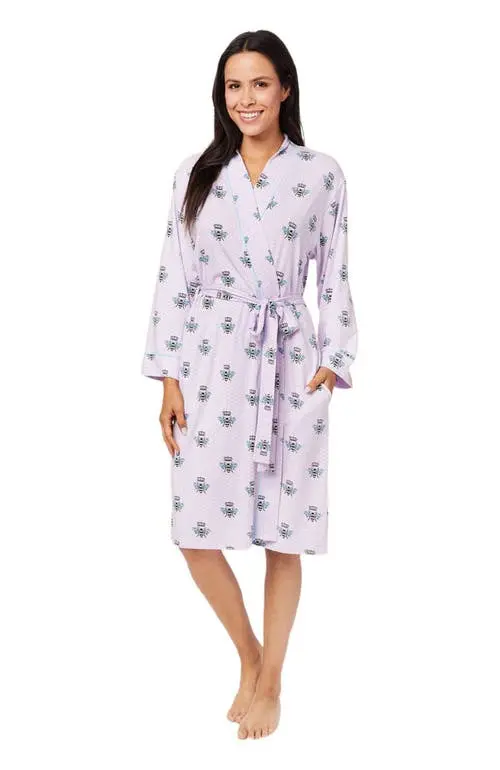 THE CAT'S PAJAMAS Pima Knit Robe - Queen Bee Lavender