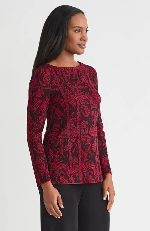 Misook Jacquard Pattern Knit Tunic