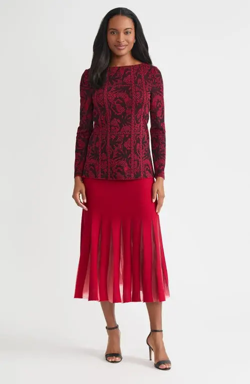 Misook Jacquard Pattern Knit Tunic