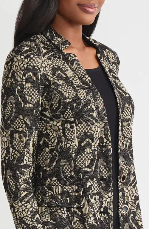 Misook Tailored Floral Lurex Knit Jacket