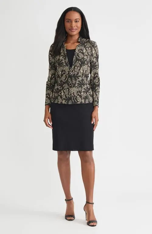 Misook Tailored Floral Lurex Knit Jacket