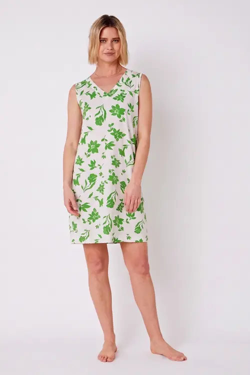 THE CAT'S PAJAMAS Floral Pima Knit Sleeveless Nightgown - Isa