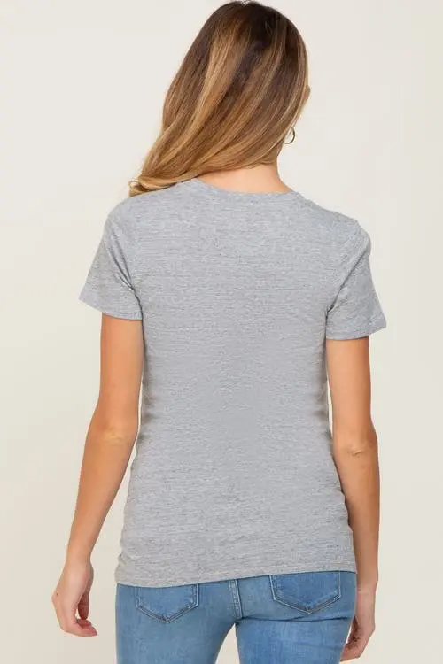 PINKBLUSH Basic Crew Neck Tee - Heather Grey