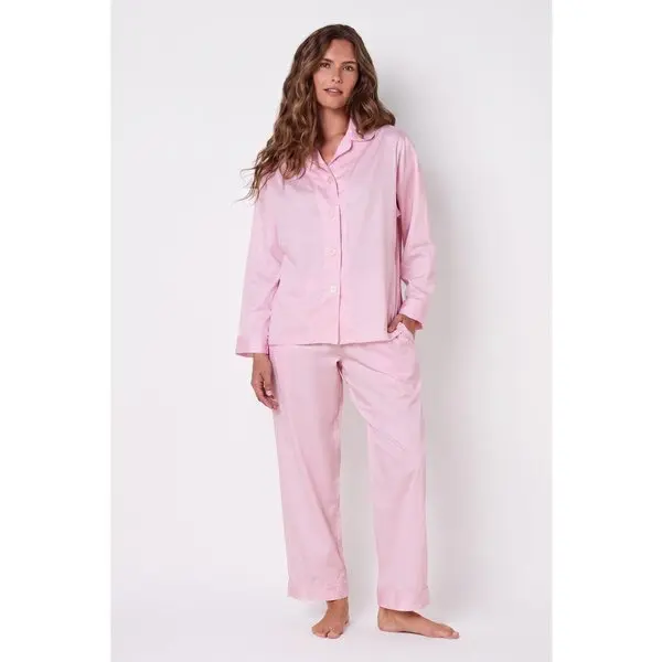 THE CAT'S PAJAMAS Classic Solid Pima Cotton Pajama Set - Pink
