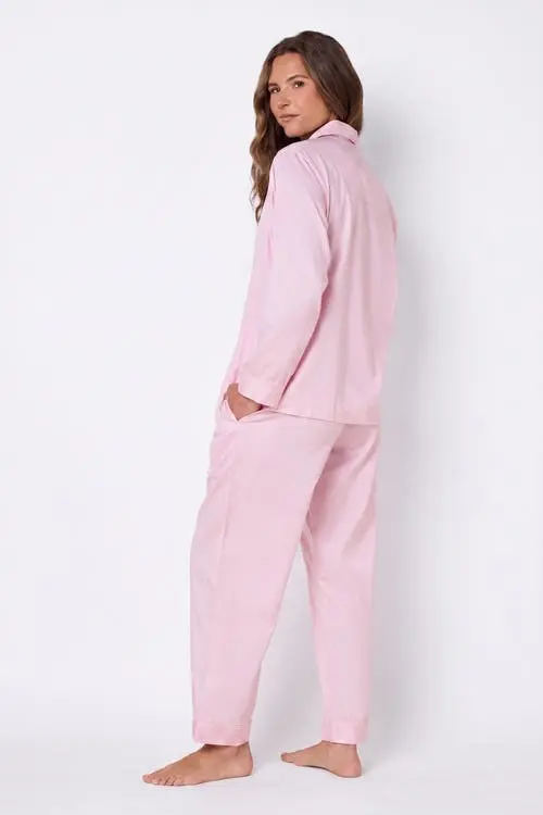THE CAT'S PAJAMAS Classic Solid Pima Cotton Pajama Set - Pink