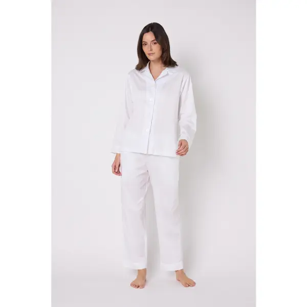 THE CAT'S PAJAMAS Classic Solid Pima Cotton Pajama Set - White