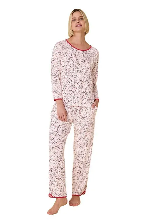 THE CAT'S PAJAMAS Pima Knit Simple Set Stripes Dots - Confetti Dot Red