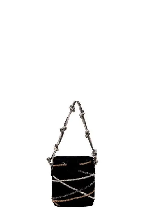 SIMITRI Mini Bucket Bag With Crystal Braids - Black