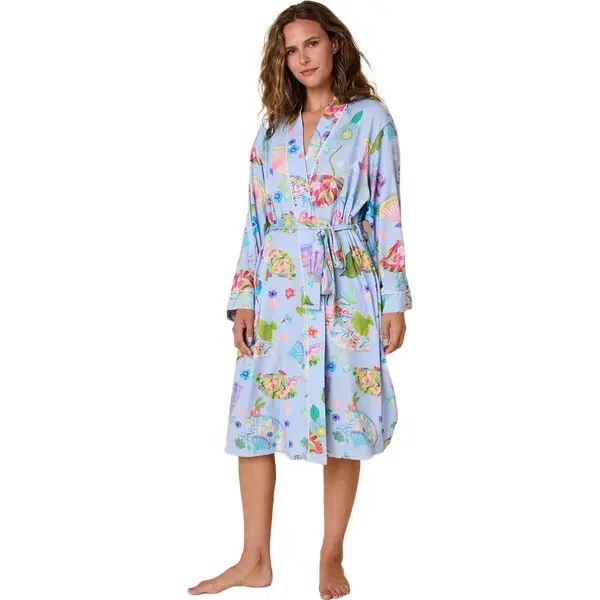 THE CAT'S PAJAMAS Pima Knit Kimono Robe Floral - Shanghai Fans